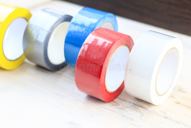 . Several Rolls of Duct Tape Stacked in a Pyramid. Stack of Electrical ...