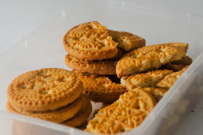 Several Round Coconut Flavored Biscuits in a Transparent Plastic ...