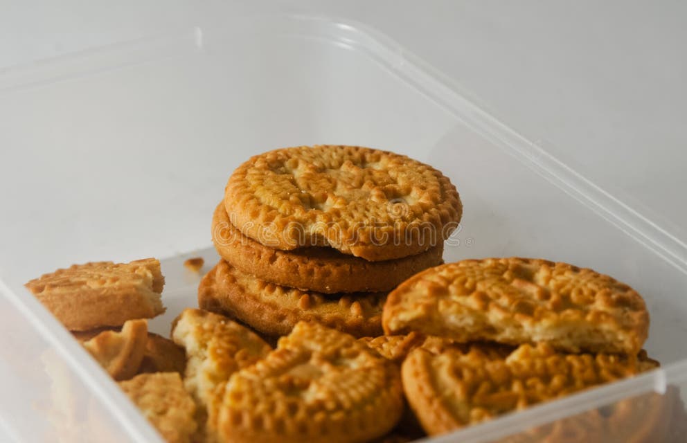 Several Round Coconut Flavored Biscuits in a Transparent Plastic ...
