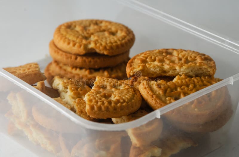 Several Round Coconut Flavored Biscuits in a Transparent Plastic ...