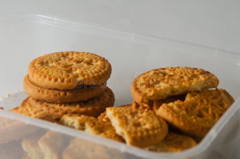 Several Round Coconut Flavored Biscuits in a Transparent Plastic ...