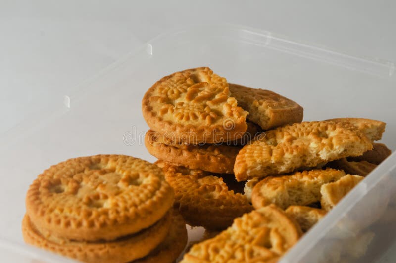 Several Round Coconut Flavored Biscuits in a Transparent Plastic ...