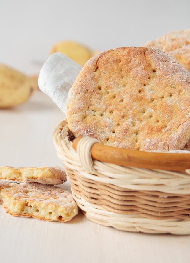 Several Round Potato Flat Bread Stock Photo - Image of knife, vegetable ...