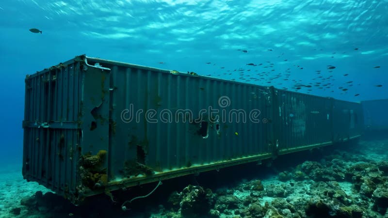 A Several Rusty Sea Containers on the Ocean Floor. Stock Video - Video ...