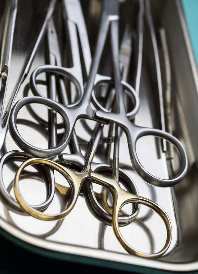 Several Scissors for Surgery in Operating Room of a Hospital Stock ...