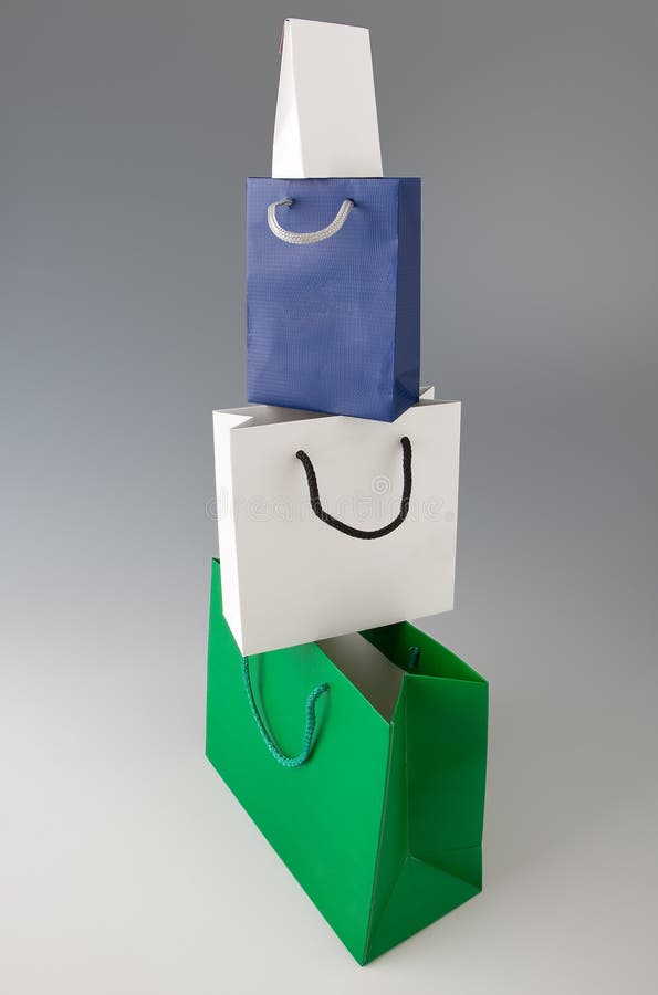 Several Shopping Bags and Packet Stock Photo - Image of handle, gift ...