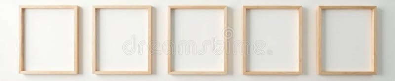 Several Simple Empty Frames, Light Wood Grain Visible, Pale Wall, Clean ...