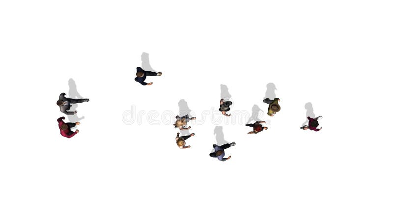 Several Single People is Walking in One Direction - Top View Stock ...