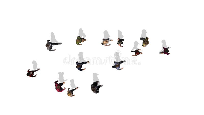 Several Single People is Walking in One Direction - Top View Stock ...