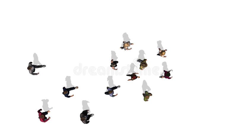 Several Single People is Walking in One Direction - Top View Stock ...