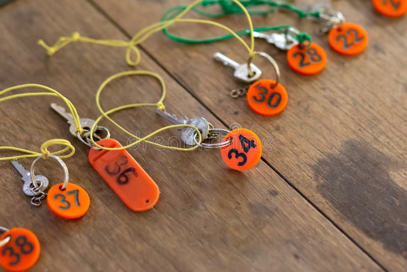 Several Small Locker Keys Stick Numbers for Memorization Stock Image ...