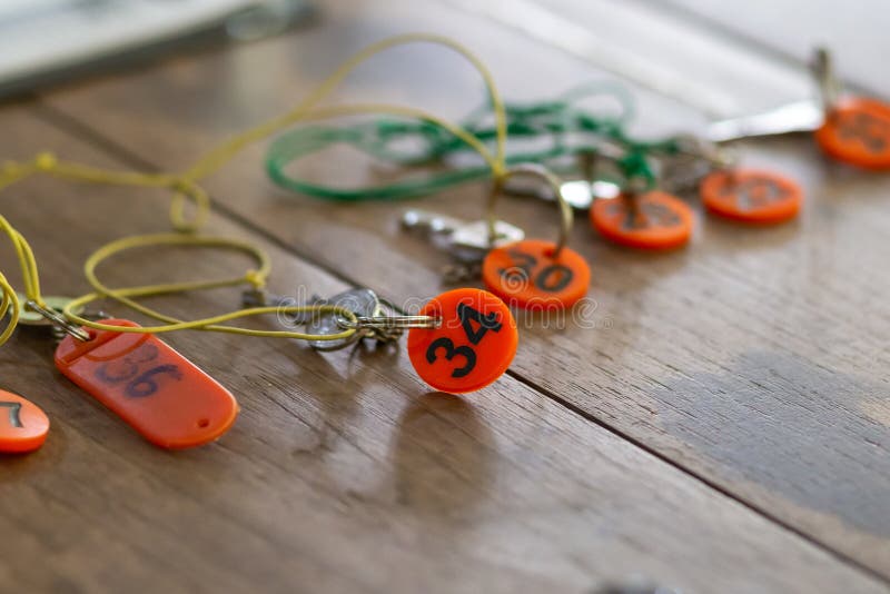Several Small Locker Keys Stick Numbers for Memorization Stock Image ...