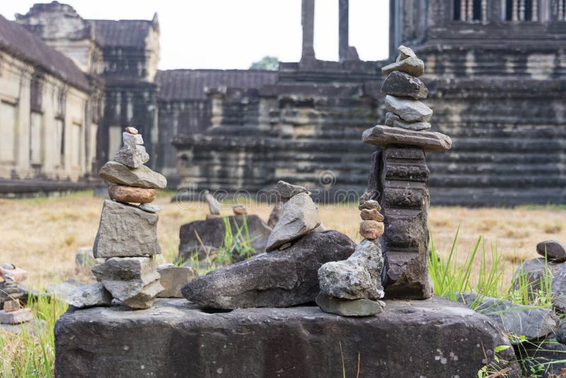 A Small Stone Column of Stones on the Territory of Angkor. Cambodia ...