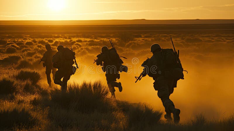 Several Soldiers Advances with Unwavering Resolve Demonstrating ...