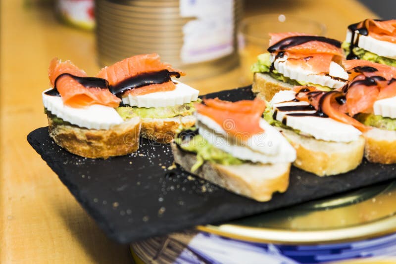 Spanish Tapas Called Pintxos of the Basque Country Stock Image - Image ...