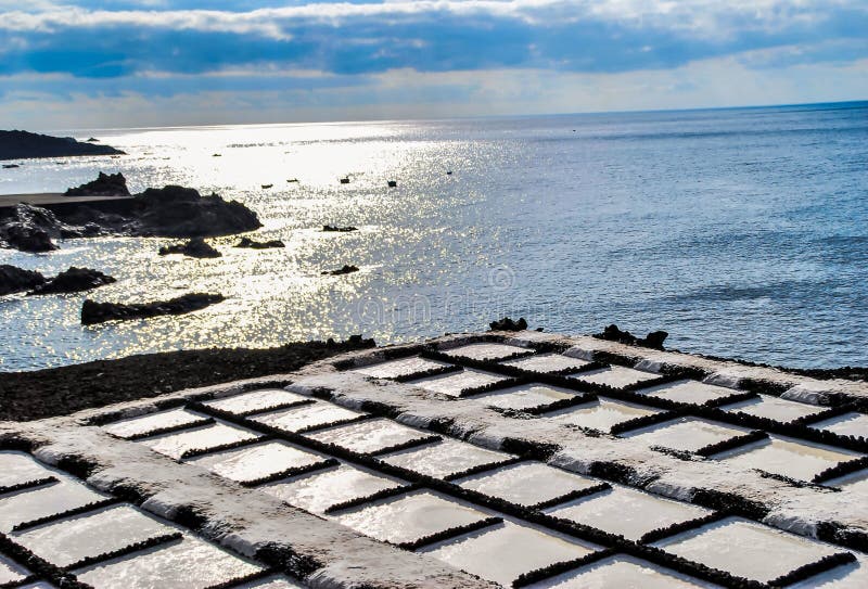Square Patterns Carved in Stone in Front of the Beach Stock Photo ...