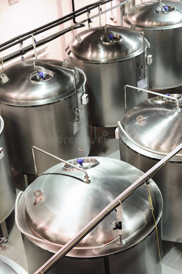 Several Steel Cylindrical Tanks. Stock Image - Image of metallic ...