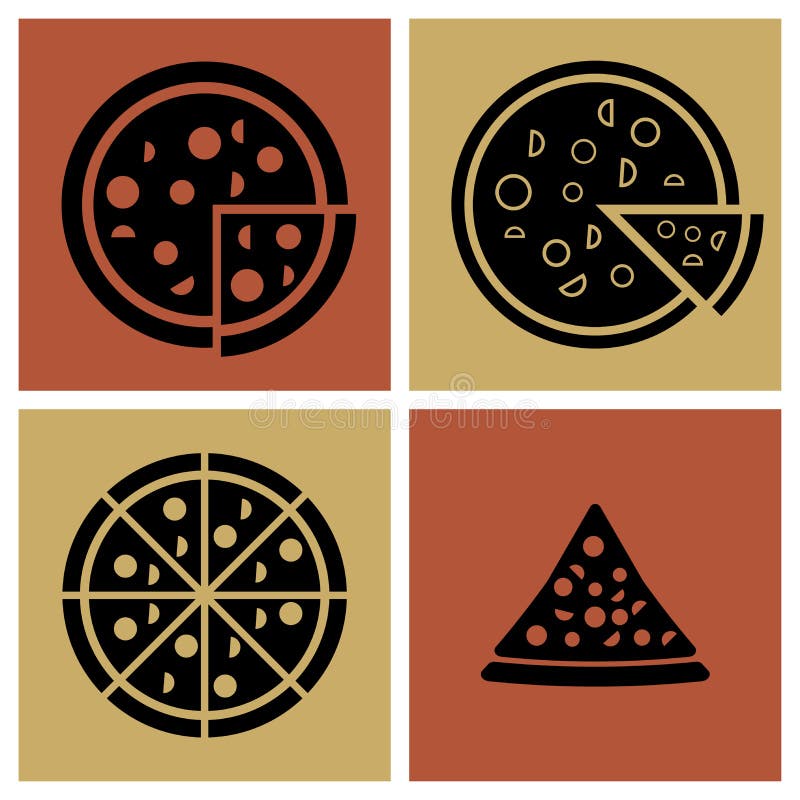 Several Style of Pizza Icons Set Stock Vector - Illustration of flat ...