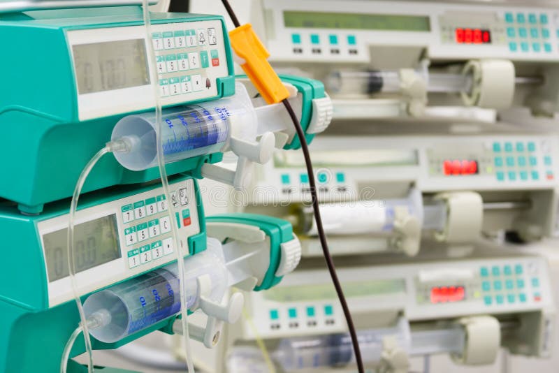 Several Syringe Pumps in ICU Stock Photo - Image of clinic, green: 35216408