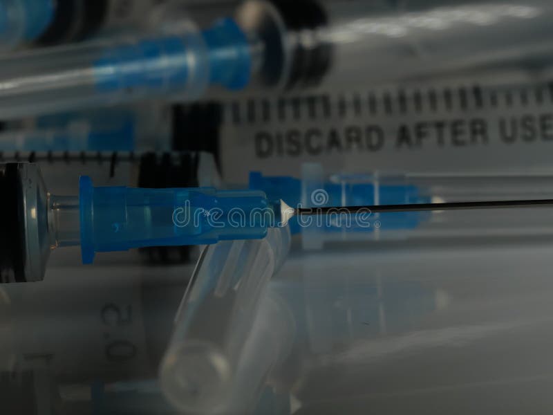 Several Syringe on White Table Prepared for Injection in Hospital Stock ...