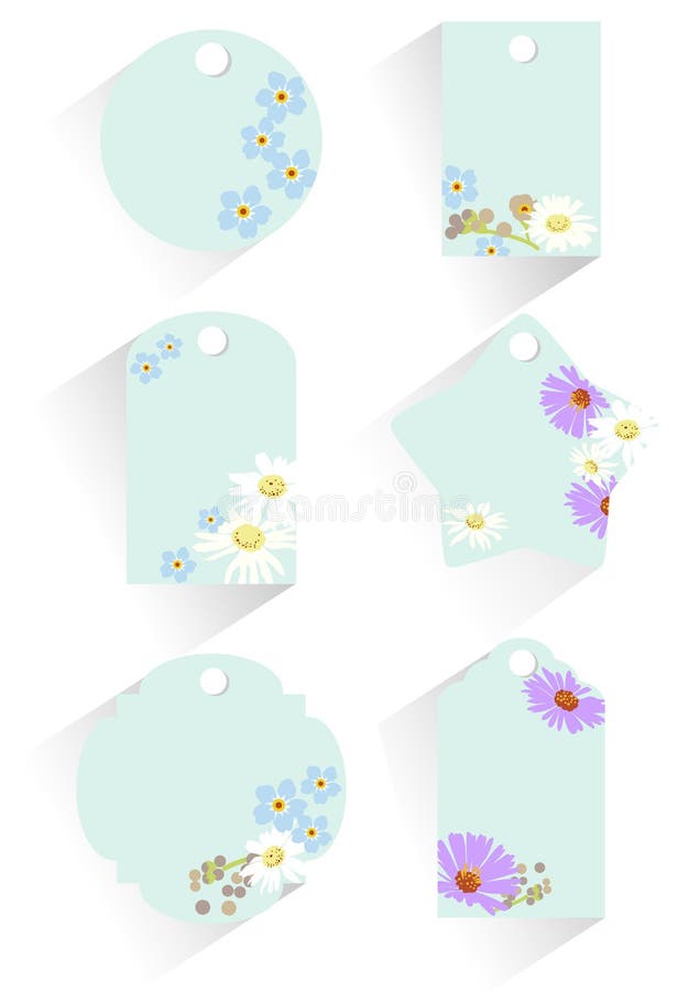 Several tag with flowers stock illustration. Illustration of bookmark ...