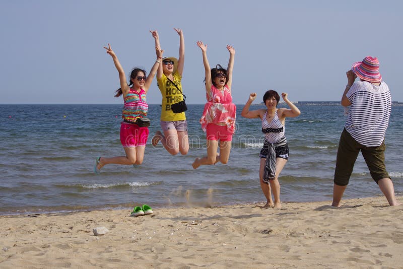 Several Taking Photograph Girls on the Beach Editorial Stock Photo ...