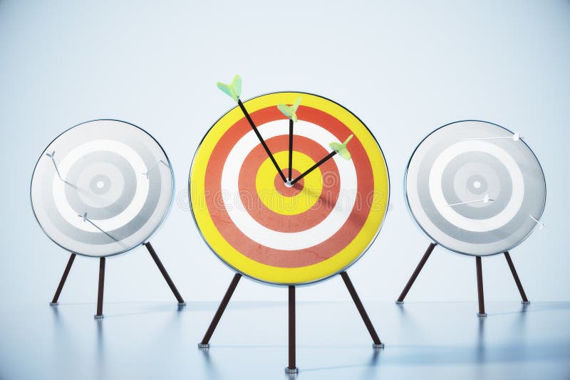 Several Targets for Darts and a Direct Hit on Target Stock Image ...