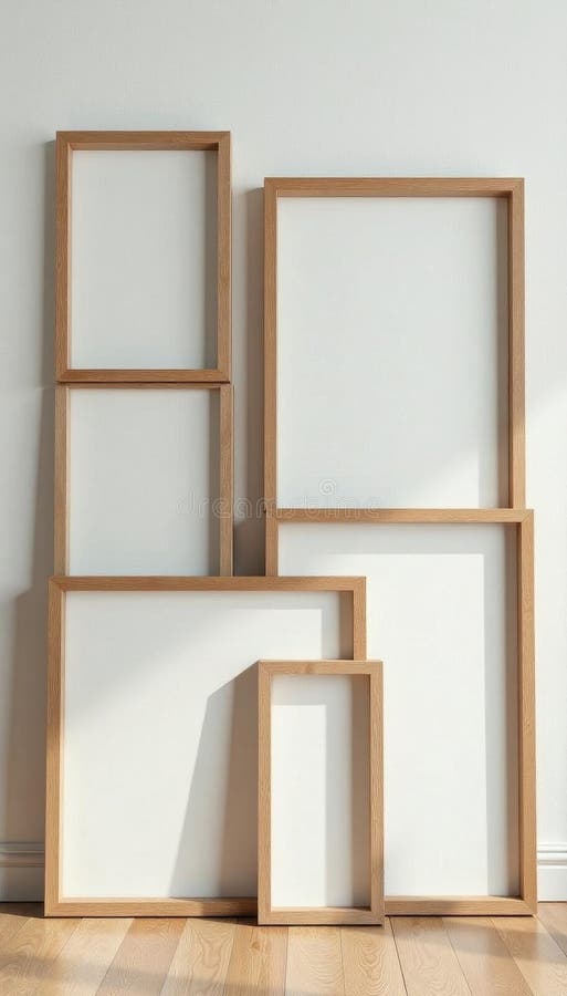 Several Textured Wooden Frames Against Minimalist Backdrop, Stylish ...
