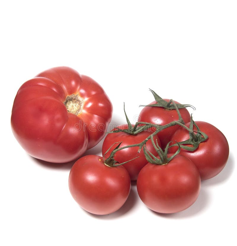 Several Tomatoes on a Branch and a Number of a Large Ripened Tomato ...