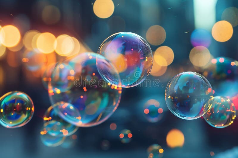 Several Transparent Bubbles Float in the Air, Creating a Mesmerizing ...