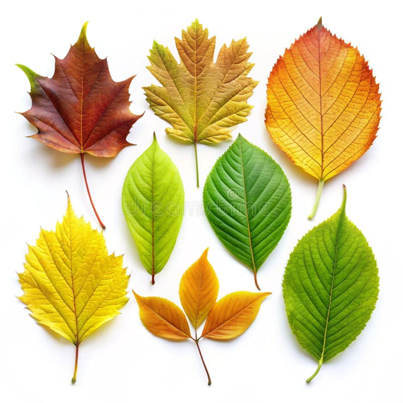 Several Tree Leaves Isolated on White Stock Illustration - Illustration ...