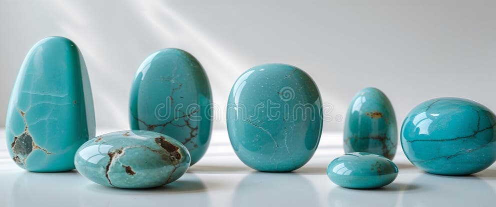Several Turquoise Healing Stones on a White Studio Background Stock ...