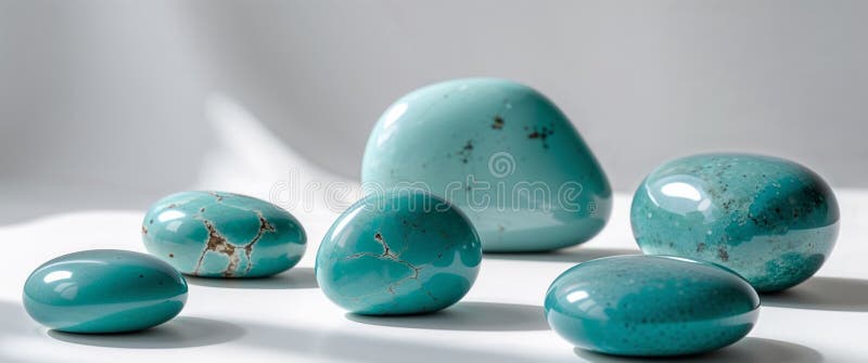 Several Turquoise Healing Stones on a White Studio Background. Stock ...