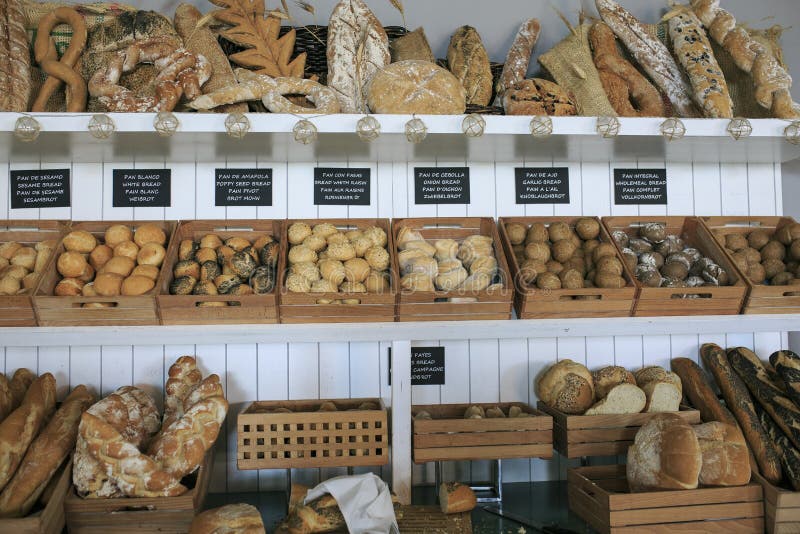 Several Types of Bread in a Bakery Stock Image - Image of cereal ...
