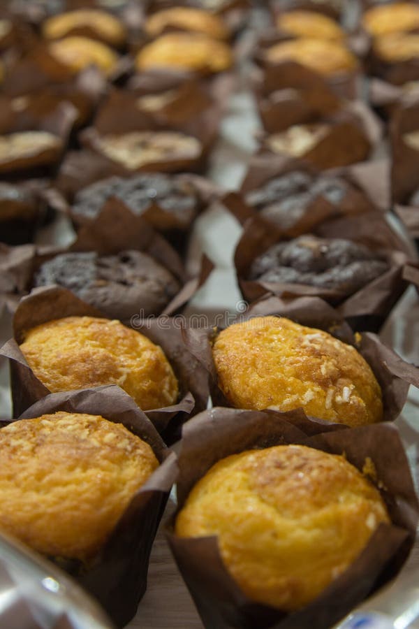 Several Types of Muffins Pastries Arranged in Linear Order on a Table ...