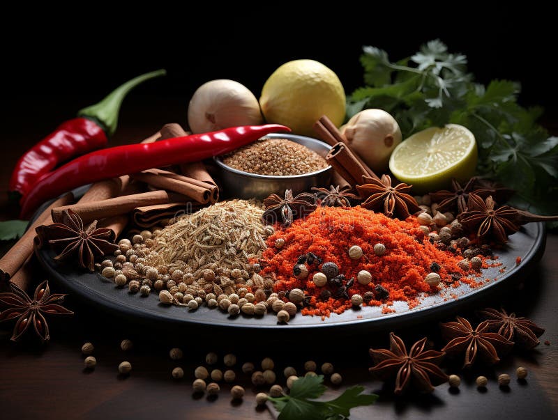 Several Types of Spices on the Table. Stock Illustration - Illustration ...
