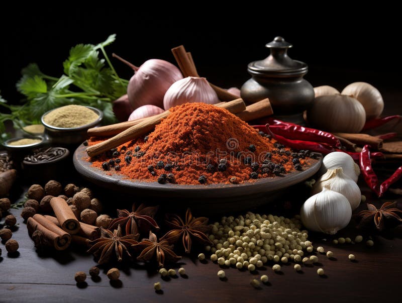 Several Types of Spices on the Table. Stock Illustration - Illustration ...