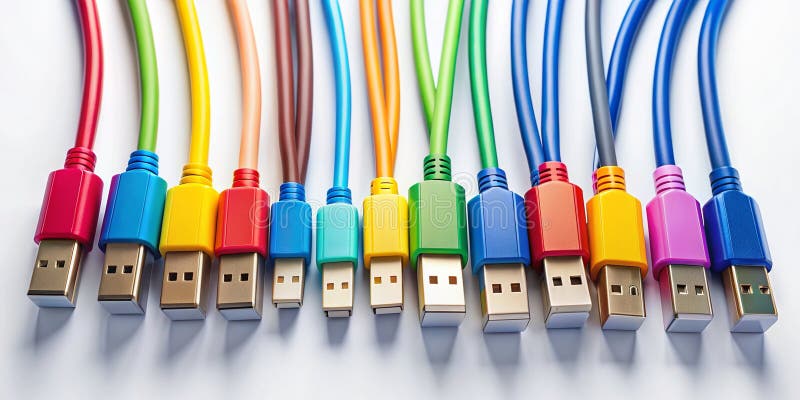 Several USB Cables of Different Types and Colours Creative AI Stock ...