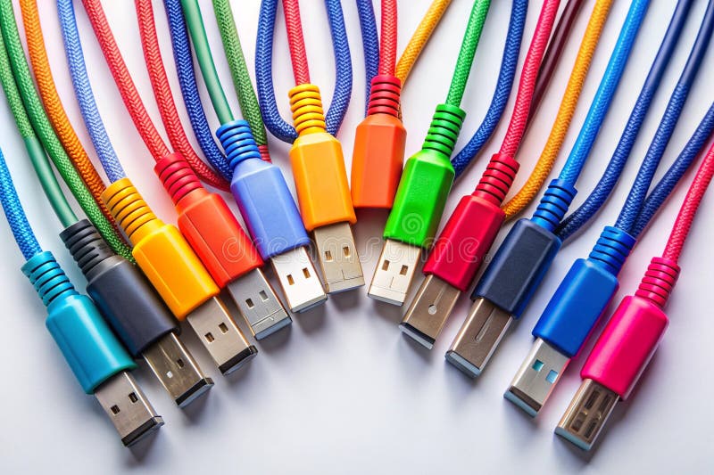 Several USB Cables of Different Types and Colours Creative AI Stock ...