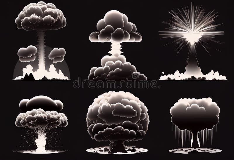 Several Variants of Atomic Explosion for Stickers. AI Generated Stock ...
