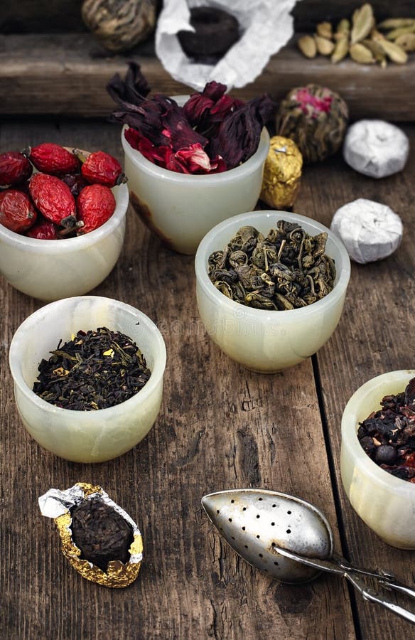 Several Varieties of Tea Leaves Stock Photo - Image of smell, brewing ...