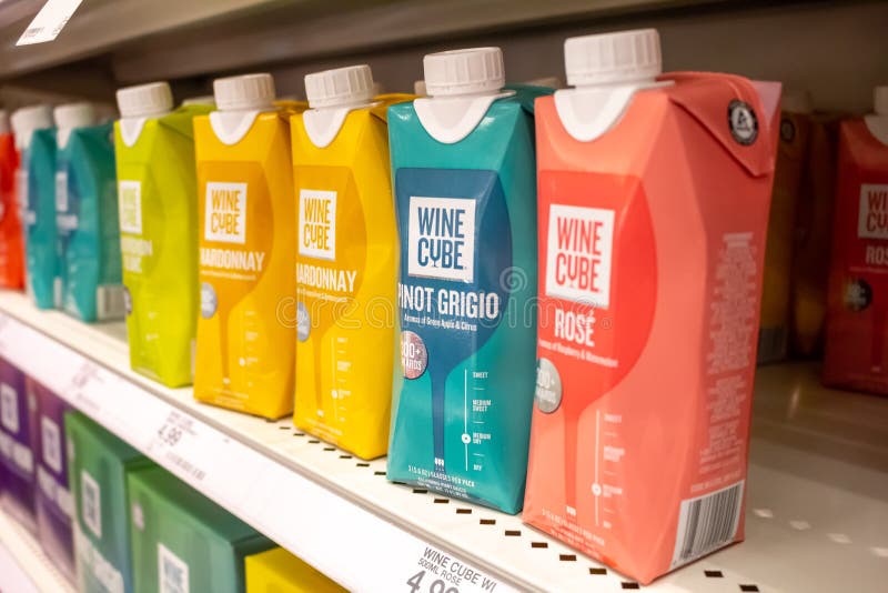 Wine Cube Containers at Target Editorial Stock Photo - Image of juice ...