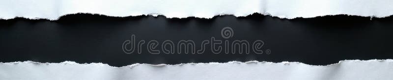 Several White Paper Strips, Irregular Tear, Black Backdrop , Paper ...