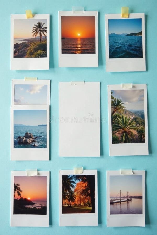 Several White Polaroid Frames, Neatly Taped Together , Element, Group ...