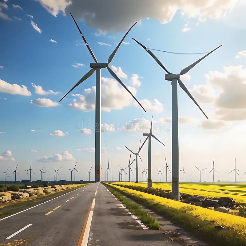 Several Wind Power Plants Assembled on Site and Connected into a ...