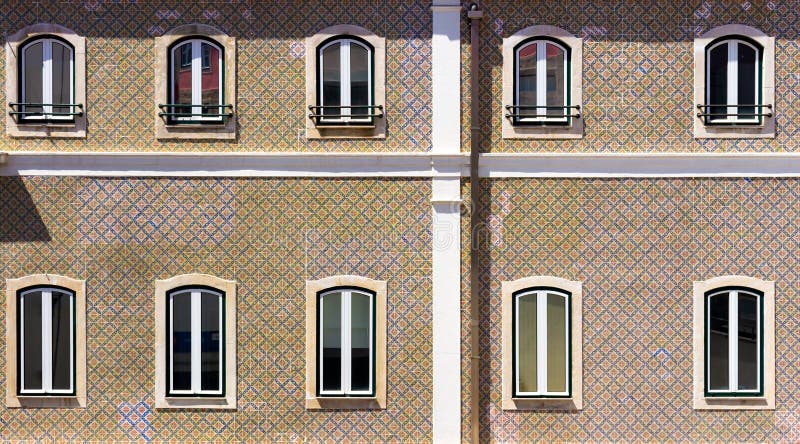 Several Windows of a Typical House in Portugal. Stock Photo - Image of ...