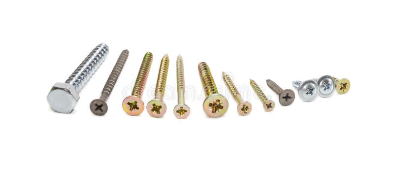 Several Wood Screws Different Sizes, Shape, Design and Purpose Stock ...