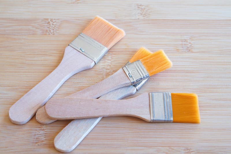 Several Wooden Brushes on One Wooden Surface Stock Photo - Image of ...