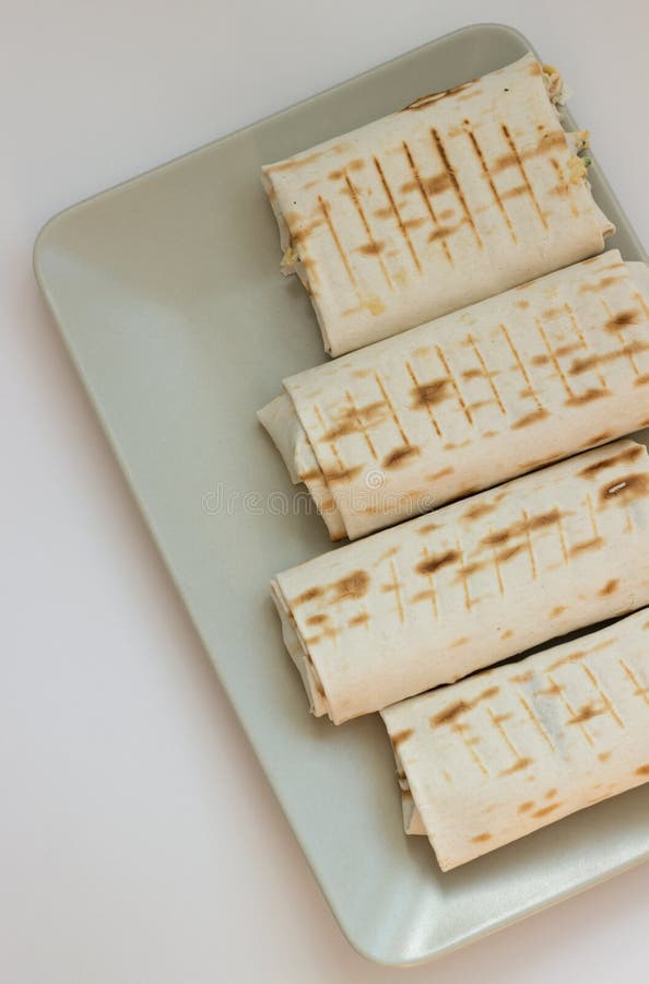 Several wraps on plate stock image. Image of salad, homemade - 68887483