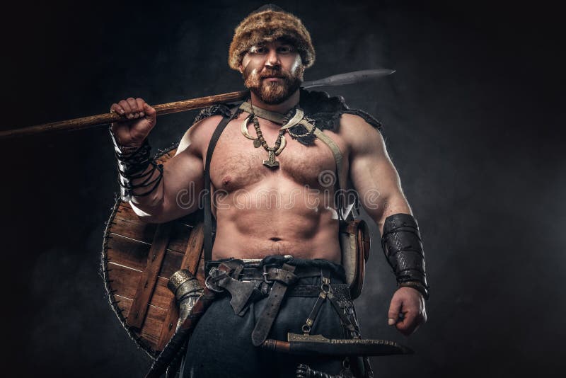 Severe Barbarian in Warrior Clothes Stock Image - Image of armor ...